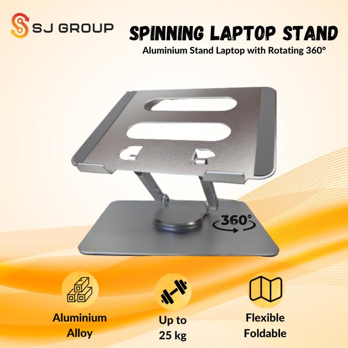 Jual Spinning Laptop Stand Rotating Adjustable Desk Holder Aluminium ...