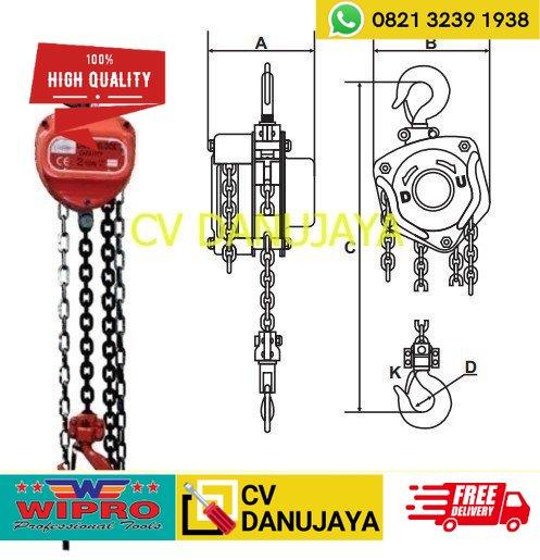 Jual Chain Block Rantai 2 Ton x 10 Meter Wipro Katrol Wipro Super ...