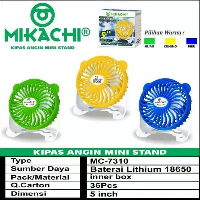 Jual kipas angin mini portable charger MIKACHI 5 inch ORIGINAL MC-7310 ...