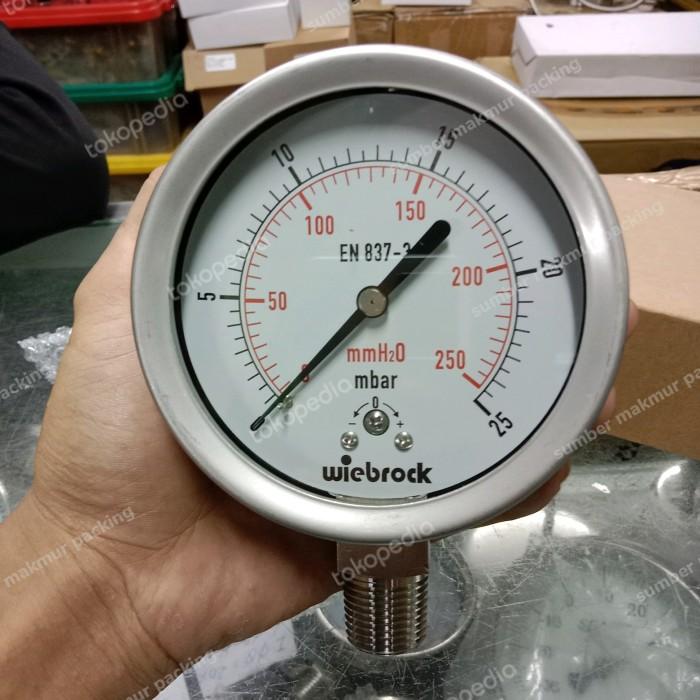 Jual wiebrock pressure gauge 25 Mbar/psi 4 inch full stainless ...