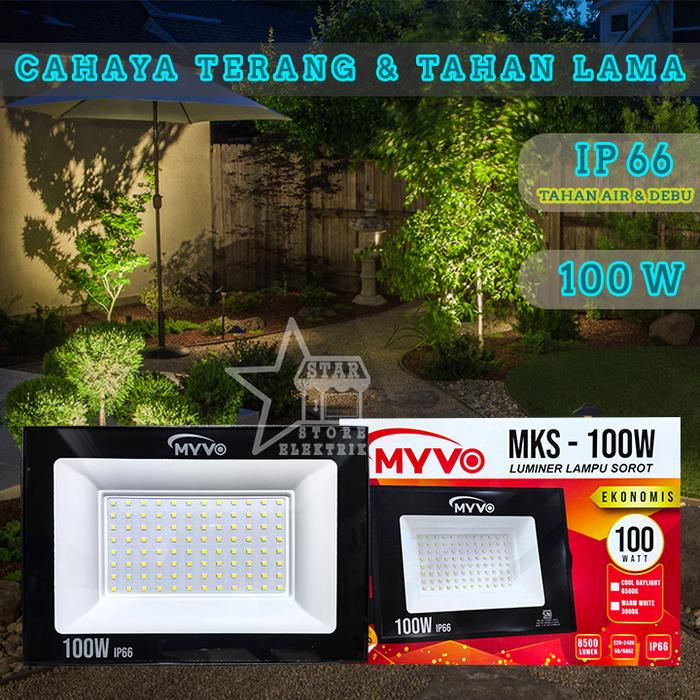 Jual MYVO LAMPU SOROT LED FLOODLIGHT 100W Cahaya Putih 100 WATT TERANG ...