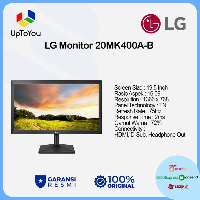 Promo LG Monitor 20MK400A-B 19,5"HD TN 75Hz 5ms 72% NTSC HDMI AMD ...