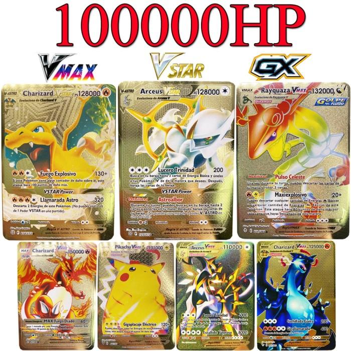 Jual 110000Point Arceus Vmax Vstar Pokemon Cards Metal DIY Card Pikachu ...
