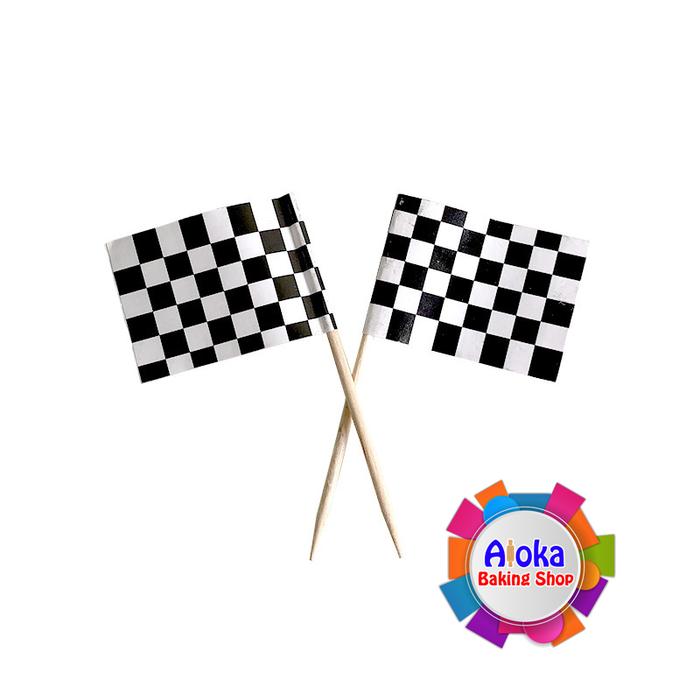 Jual Topper Bendera Balap Hitam Putih Dekorasi Kue Ulang Tahun - Kota ...