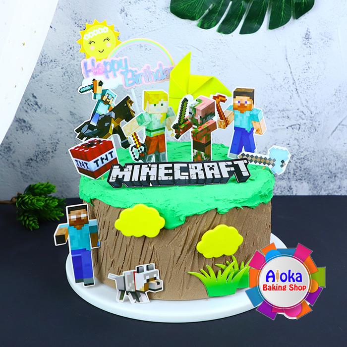 Jual Topper Kue Ulang Tahun Minecraft \ Birthday Cake Decoration - Kota ...