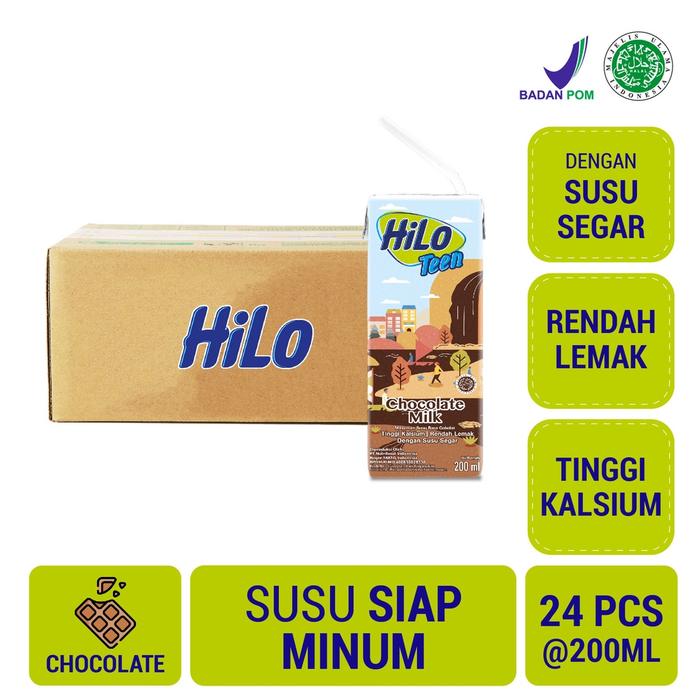 Jual 1 Karton - HiLo Teen Chocolate Milk 200 ml x 24 pcs Ready to Drink ...