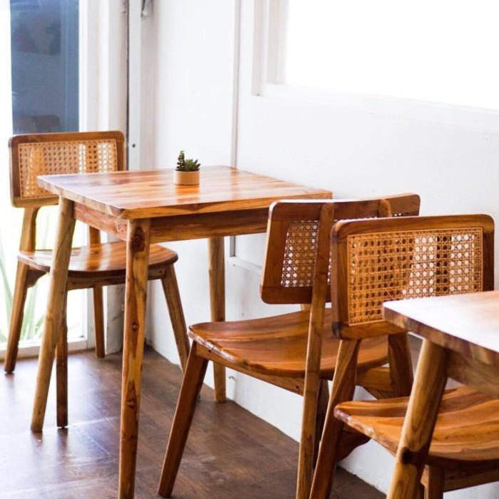 Jual meja makan set dengan 2 kursi rotan kotak kursi cafe kuat dan ...