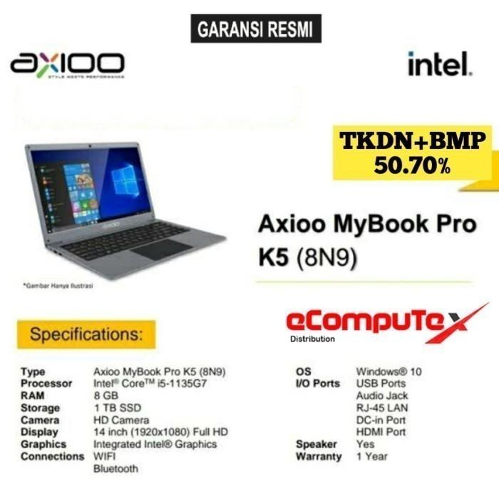 Jual LAPTOP AXIOO MYBOOK PRO K5 (8N9) i5 8GB 1TB 14"FHD IPS TKDN RESMI ...