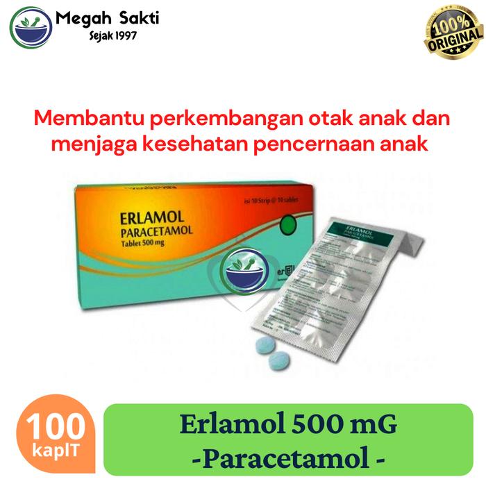 Jual Erlamol Paracetamol 500 mG - Pereda demam dan Nyeri Kotak isi 100 ...