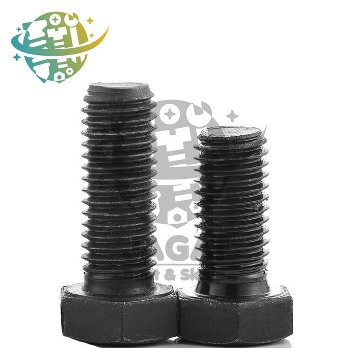 Jual BAUT BAJA HITAM M10 HEX BOLT NUT FULL DRAT HIGH TENSILE BOLT GRADE ...