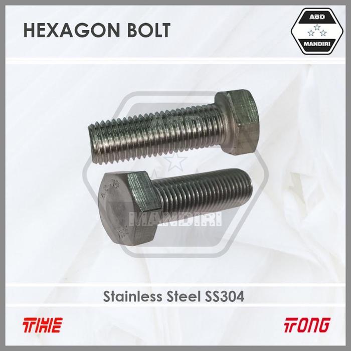 Jual SS304 Baut Hexagon Stainless M4 X 40 ( SUS304 Hex Bolt ) M4x40 ...