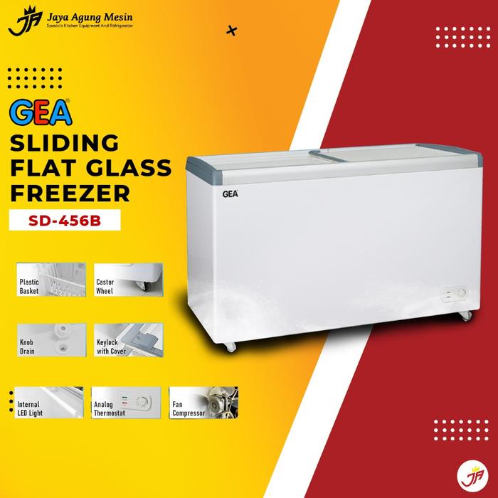 Jual Sliding flat Glass Freezer GEA SD-456B / Freezer And Cooler 456L ...