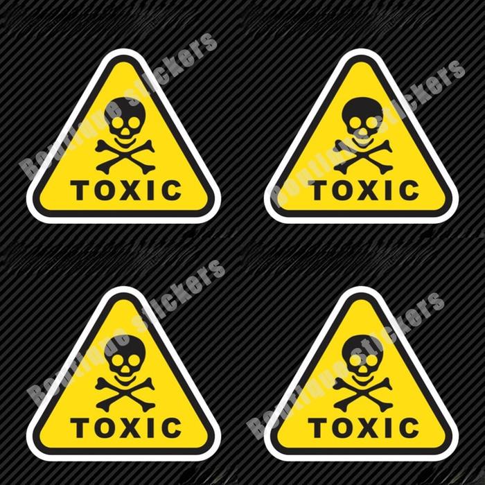 Jual Toxic Warning Sticker Decal Vinyl Death Poison Hazard Warning ...