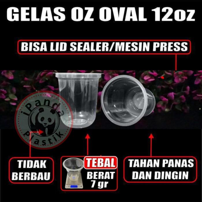 Jual Gelas oz Oval 12oz Bening Cup Plastik Bulat cup oval 12 oz tebal ...
