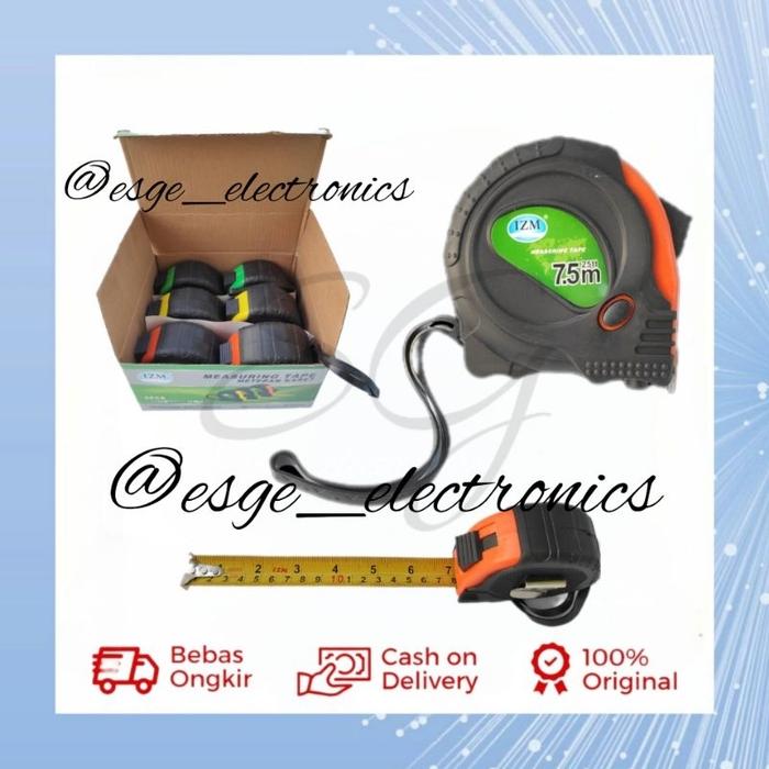 Jual METERAN TUKANG METERAN KARET MEASURING TAPE 7.5 METER METERAN ROLL ...