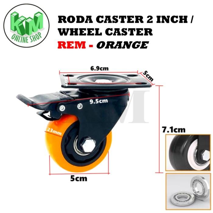 Jual Roda Kastor /Castor/Caster 2 Inch Warna Orange dan Hitam Tebal ...