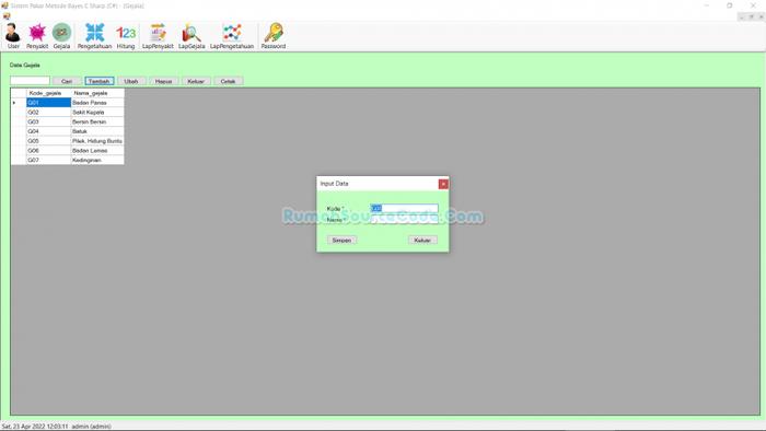 Jual Source Code Sistem Pakar Metode Bayes dengan C Sharp (C#) - Kota Denpasar - Rumah Source ...