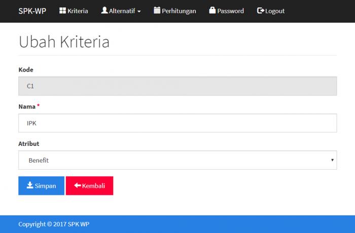 Jual Source Code SPK Metode Weighted Product Codeigniter - Kota Denpasar - Rumah Source Code ...
