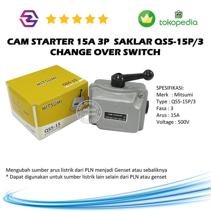 Jual CAM STARTER 15A 3P OHM SAKLAR QS5-15P/3 CHANGE OVER SWITCH - Kab ...