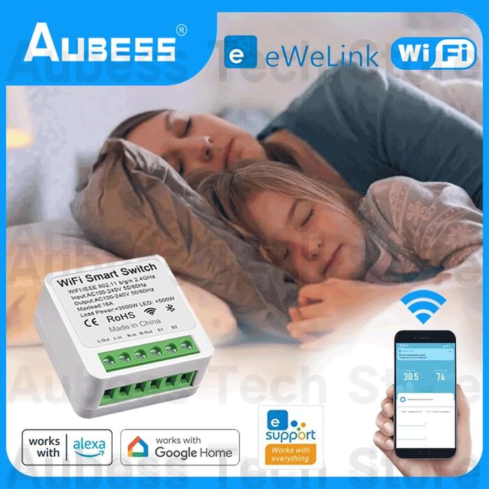 Jual WiFi Mini Smart Switch 16A DIY Light Switches 2 Way Wireless ...