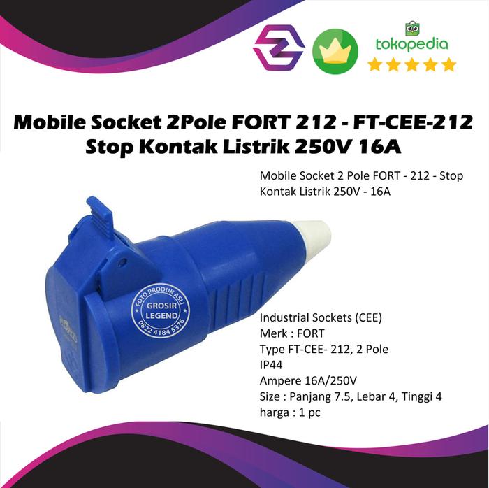 Jual Mobile Socket 2Pole FORT 212 - FT-CEE-212 Stop Kontak Listrik 250V ...