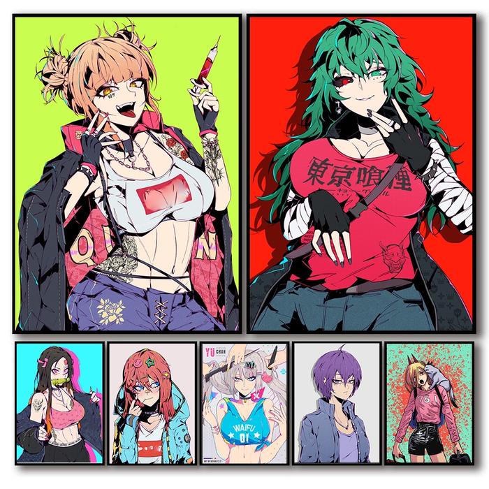 Jual Colorful Pop Art Anime Girl Poster Aesthetics Demon Slayer Jinx ...