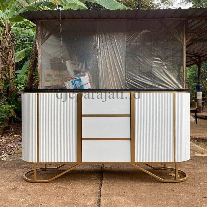 Jual Buffet modern credenza top marmer nero marquina kaki besi - Kab ...