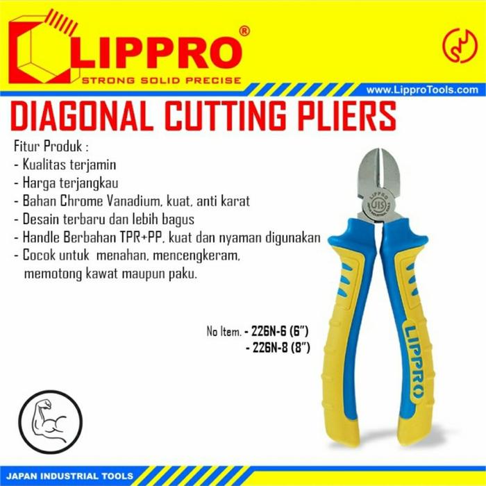 Jual LIPPRO TANG POTONG DIAGONAL PLIERS 6" ( 226N-6 ) / 8" ( 226N-8 ...