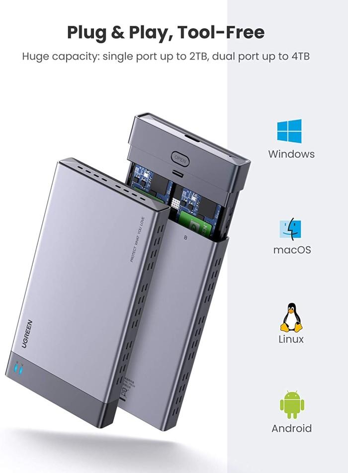 Jual Ugreen M.2 SATA Dual Bay Raid SSD Enclosure - 70534 - Jakarta ...