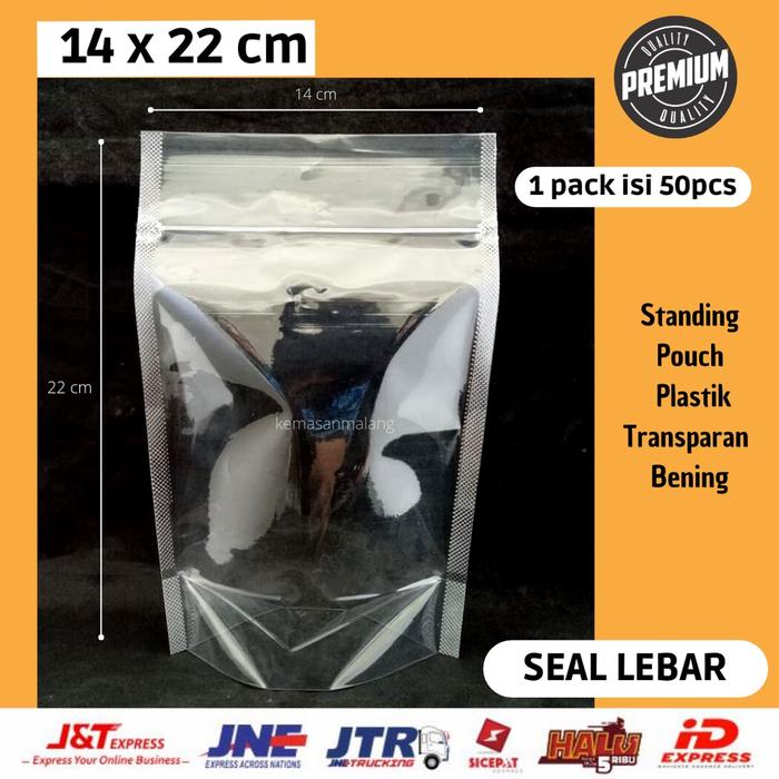 Jual KEMASAN PLASTIK STANDING POUCH TRANSPARAN 14 X 22/ 14x22 DOUBLE ...