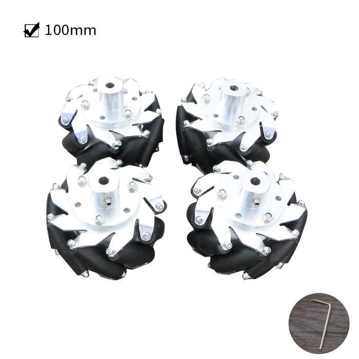 Jual 4 Buah/Set Roda Mecanum Logam Campuran Aluminium 100Mm Roda ...