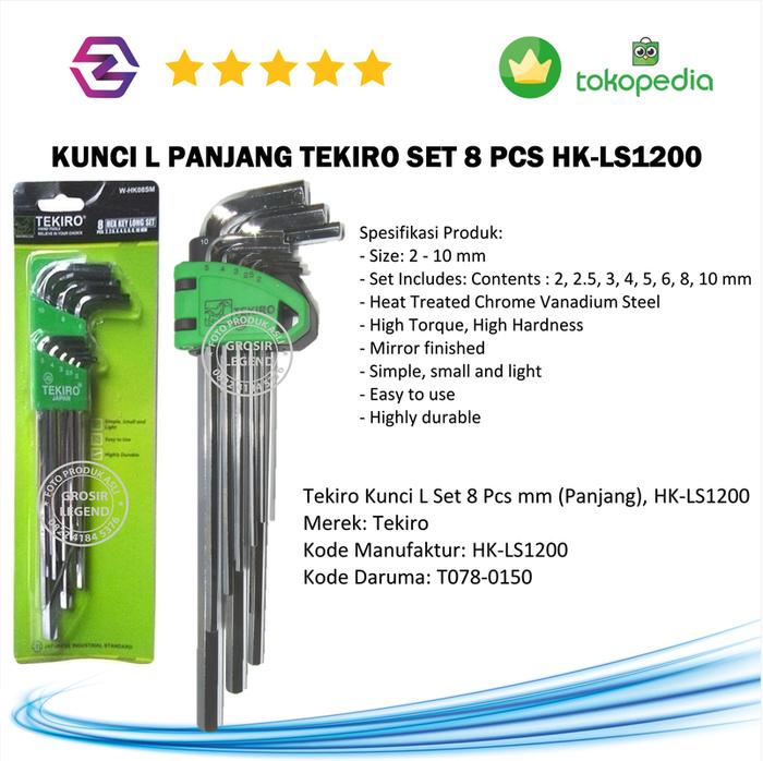 Jual KUNCI L PANJANG TEKIRO SET 8 PCS HK-LS1200 - Kab. Banyumas ...