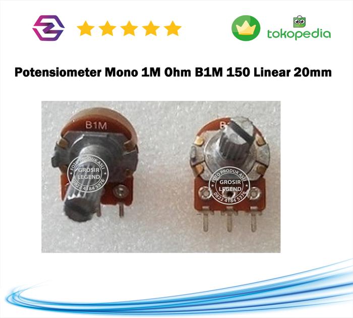 Jual Potensiometer Mono 1M Ohm B1M 150 Potensio Linear 20mm - Kab ...