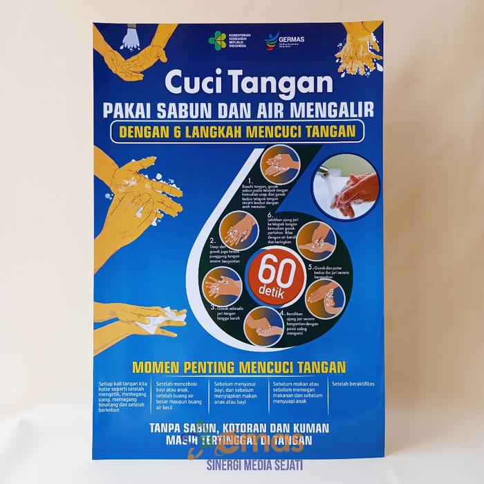 Jual Poster Cara Cuci Tangan | Poster 6 Langkah Cuci Tangan Versi ...