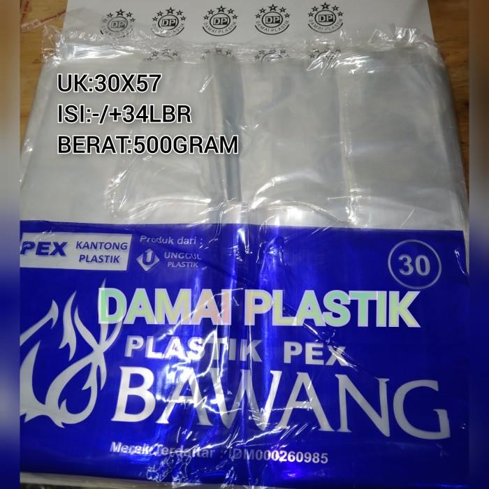 Jual pp kantong pe bawang pex plastik bening transparan ukuran 30x57 uk ...