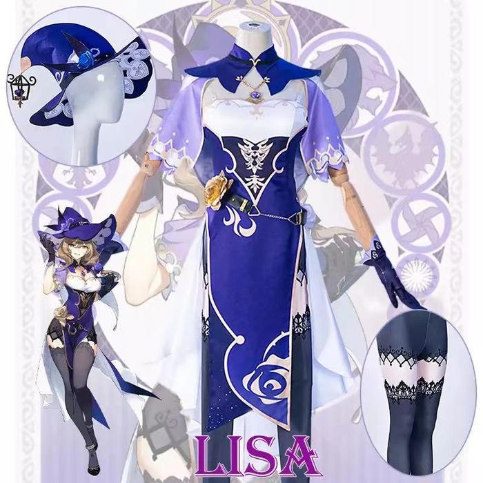 Jual Genshin Impact Lisa Cosplay Costume Uniform Wig Anime Chinese ...