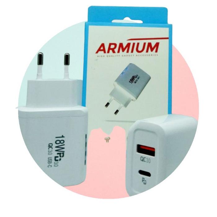 Jual ASLI Travel Charger Armium 18W Qualcomm 3.0 Fast Charging with ...