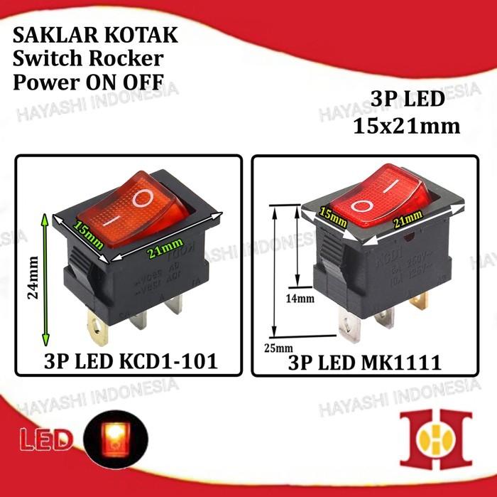 Jual Saklar Power Switch 3 Pin I O Lampu LED 15 x 21 mm Rocker Mini ...