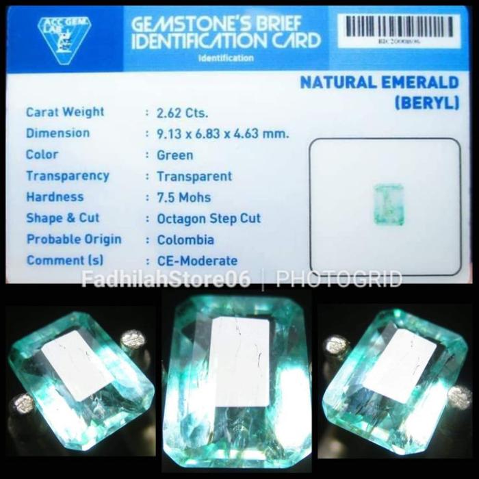 Jual NATURAL GREEN EMERALD BERYL ZAMBRUD COLOMBIA OCTAGON LUSTER HQ ...