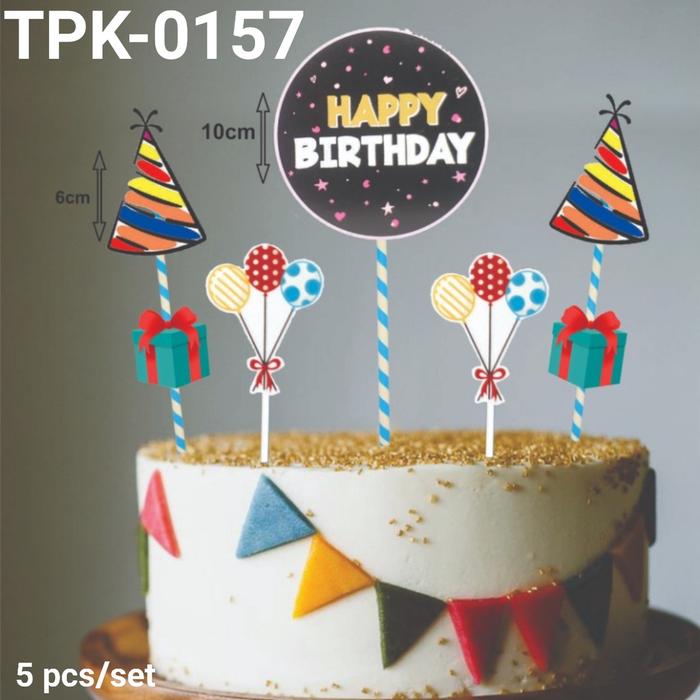 Jual TPK-0157 Topper kertas hiasan kue cake topper kado balon topi ...