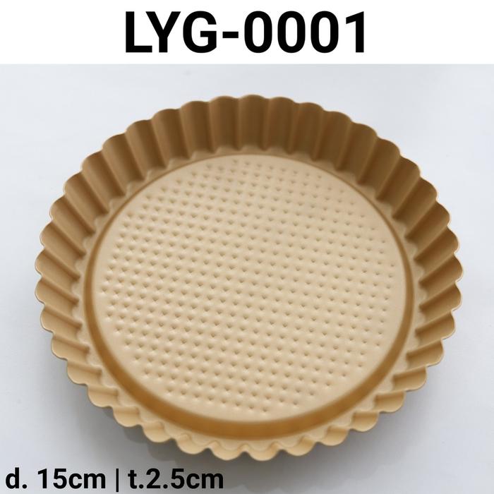 Jual LYG-0001 Loyang pie cetakan pie crust bulat emas teflon 15cm ...