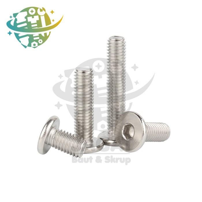 Jual Baut L Stainless Baut Hex Thin Flat Head Machine Screw Hexagon ...