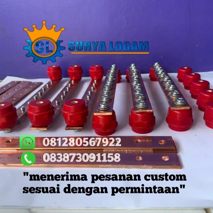Jual busbar tembaga 6mm x 50mm x 250mm 4 baut m8 Busbar arde custom ...