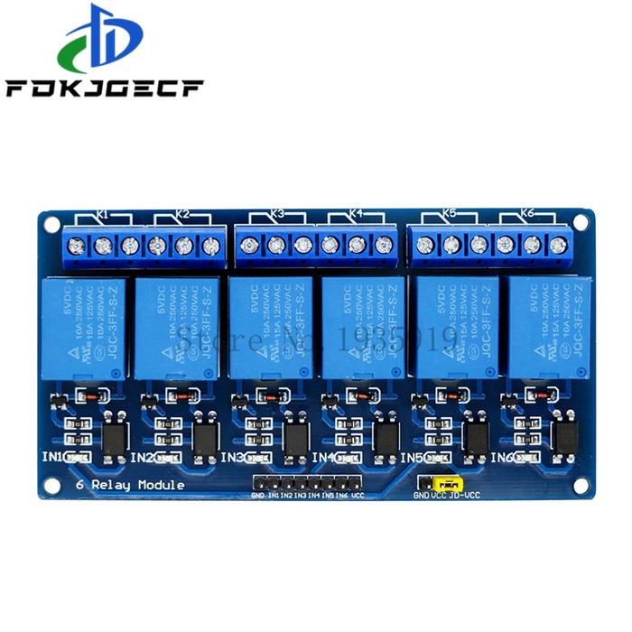 Jual Modul Relay DC 5V 6channel Dengan Coupling Lampu Optocoupler ...