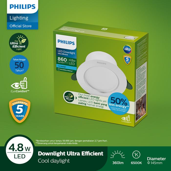 Promo Philips Lampu Downlight Ultra Efficient 4.8W 65K Putih - Jakarta ...