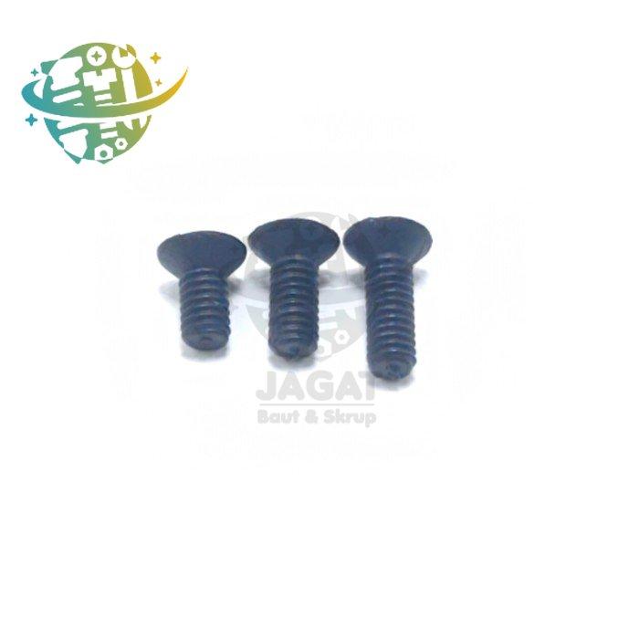 Jual Baut Plastik Hitam Datar Kepala 2 Skrup Flat Nilon Baut JF M1.2x6 ...