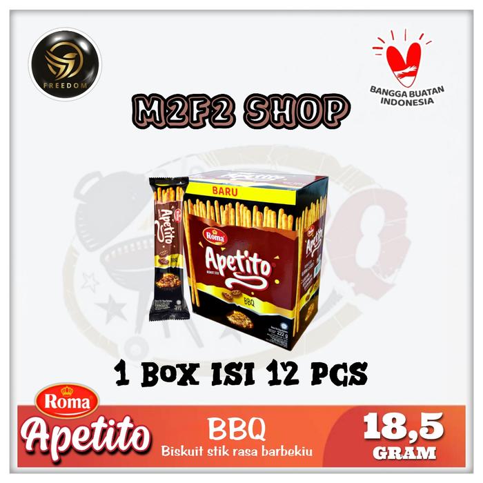 Jual Roma Apetito Biskuit Stik Renyah & Gurih Rasa BBQ - 18,5 gr (1 Box ...