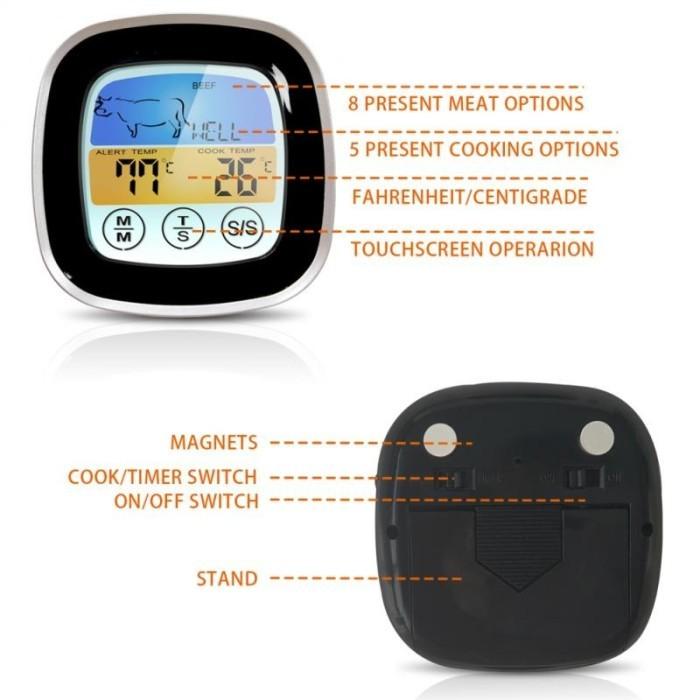 Jual Thermometer Dapur Digital Bbq Kitchen Grill Food Touch Screen Di ...