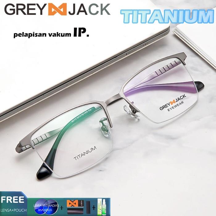 Jual Grey Jack Frame Kacamata Titanium Kotak Elegant Pria Bisa Minus ...