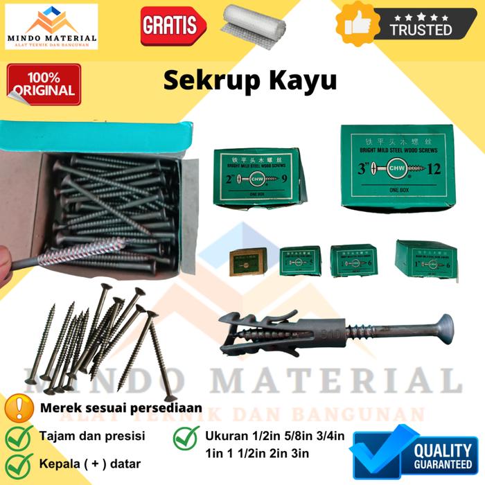 Jual Sekrup Kayu 4cm 1 1/2 Inch - Kab. Bekasi - Mindo Material | Tokopedia